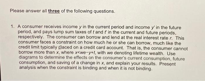 Solved Please answer all three of the following questions. | Chegg.com