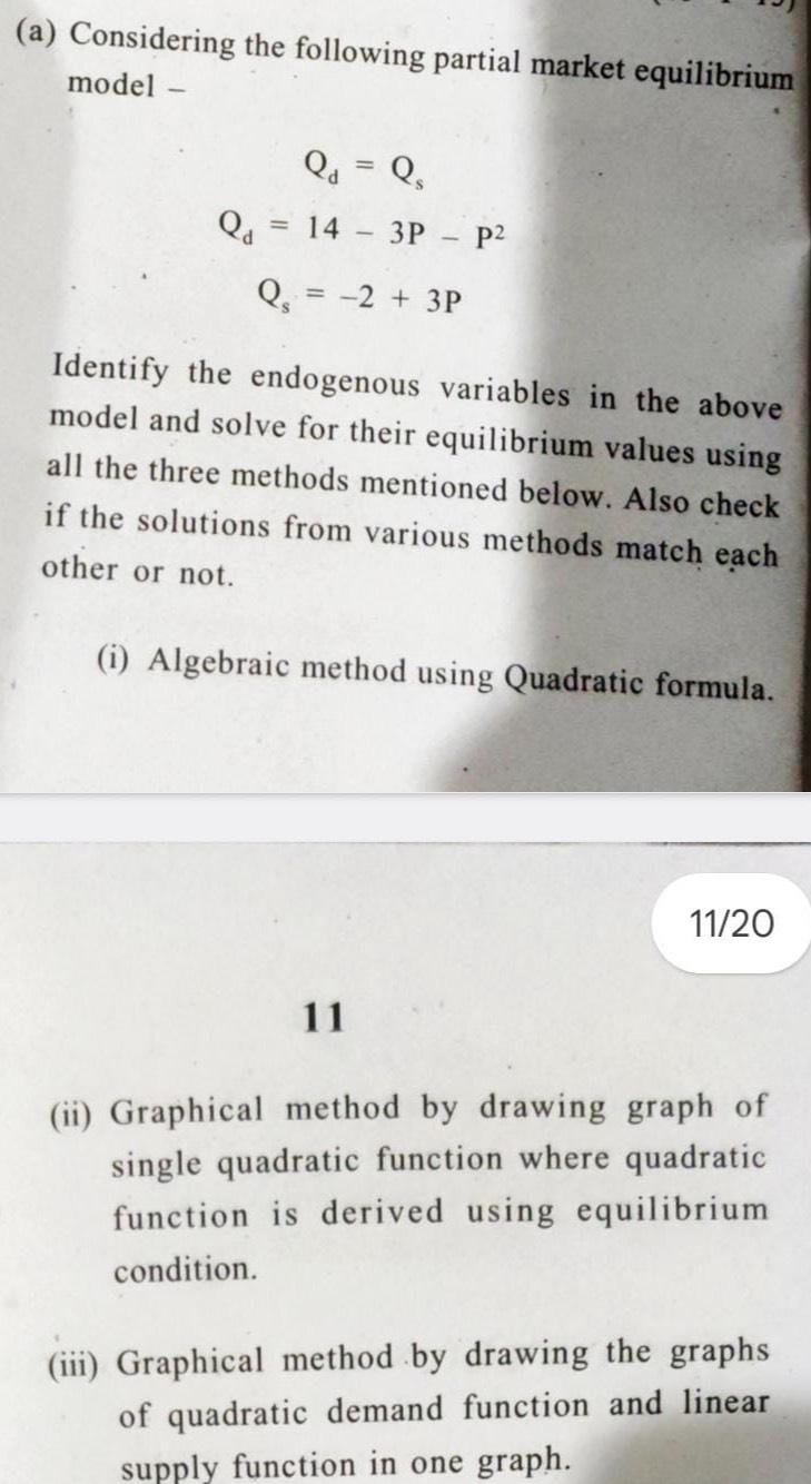 Solved (a) ﻿Considering the following partial market | Chegg.com
