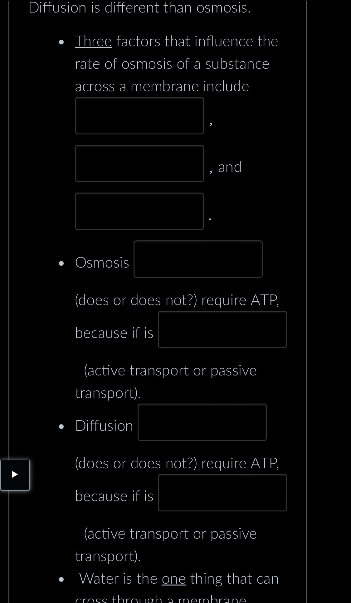 Solved Diffusion is different than osmosis.Three factors | Chegg.com