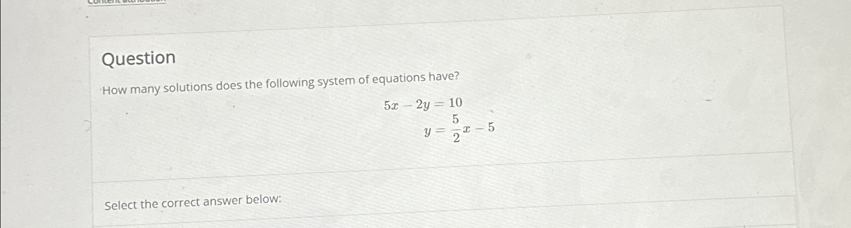 Solved QuestionHow many solutions does the following system | Chegg.com