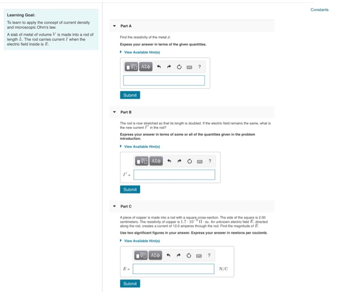 Solved Constants Learning Goal: To learn to apply the | Chegg.com