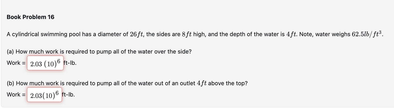 Solved Book Problem 16A cylindrical swimming pool has a | Chegg.com