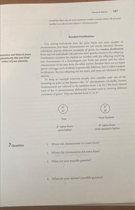 Solved Random Fertilization Two Mating Individuls Have The