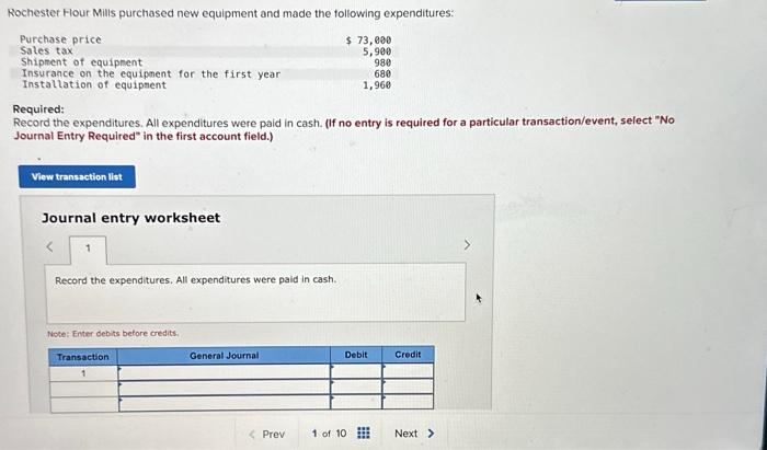 Solved Rochester Flour Mills purchased new equipment and | Chegg.com