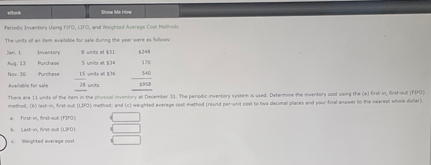 Solved Periodic Inventory Using FIFO, LIFO, and Weighted | Chegg.com