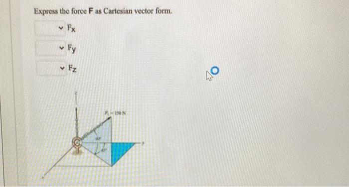 Solved Express the force F as Cartesian vector form. Fx Fy | Chegg.com