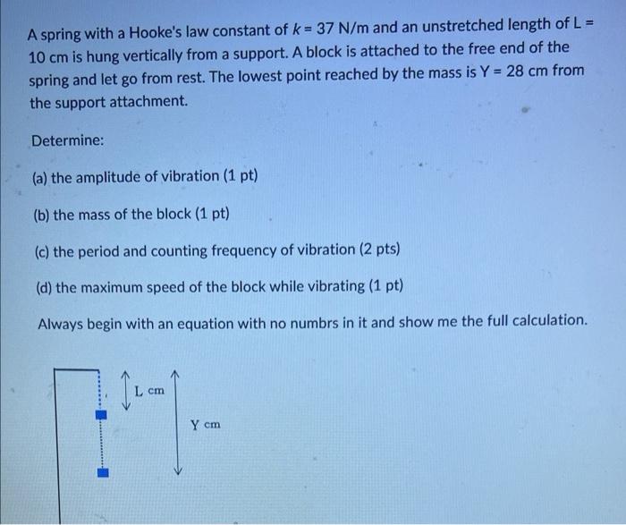 Solved A spring with a Hooke's law constant of k=37 N/m and | Chegg.com