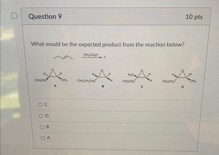 Solved What is the expected product from the reaction shown | Chegg.com