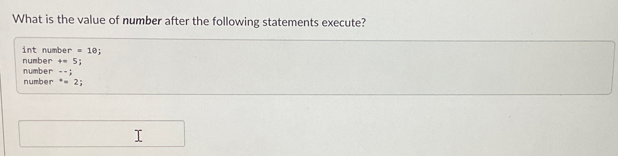 Solved What is the value of number after the following | Chegg.com