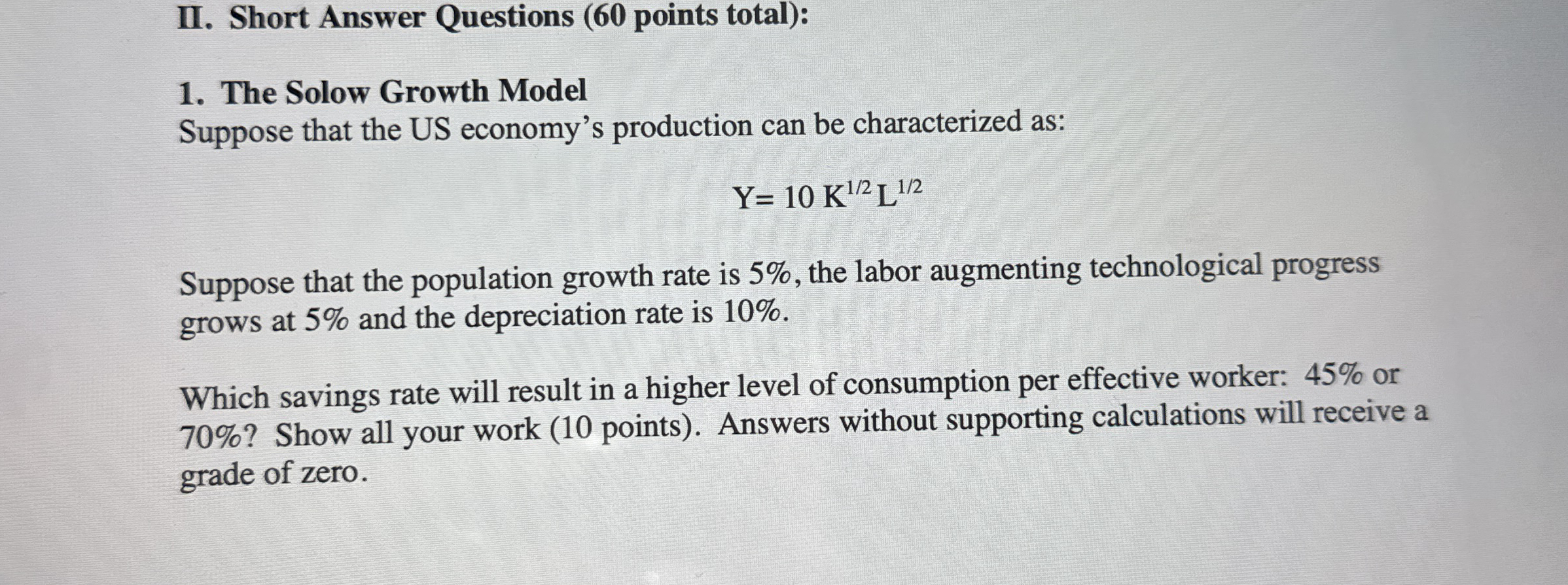 Solved II. ﻿Short Answer Questions ( 60 ﻿points total):The | Chegg.com