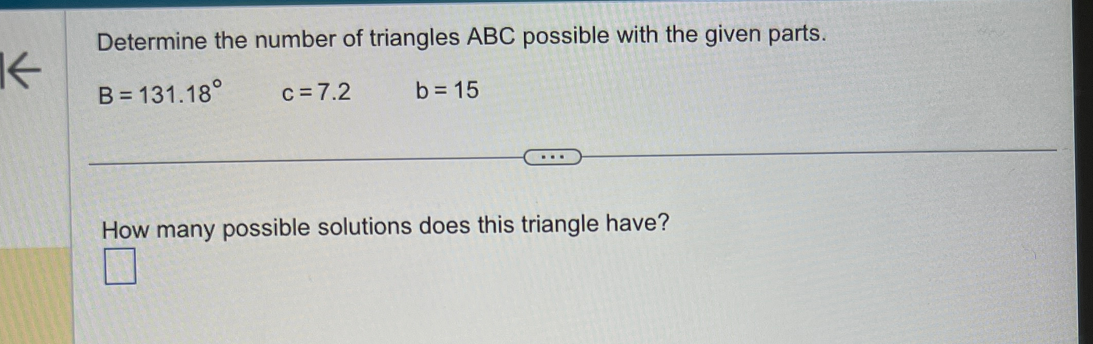 Solved Determine the number of triangles ABC possible with | Chegg.com