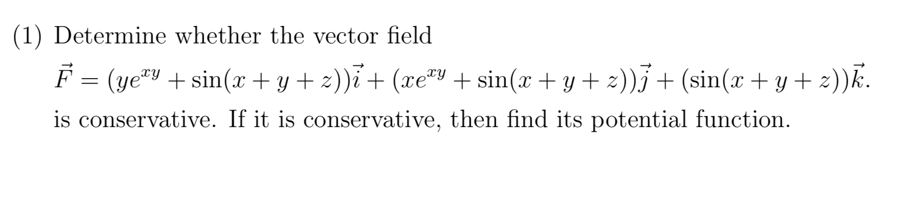 Solved (1) ﻿Determine whether the vector | Chegg.com