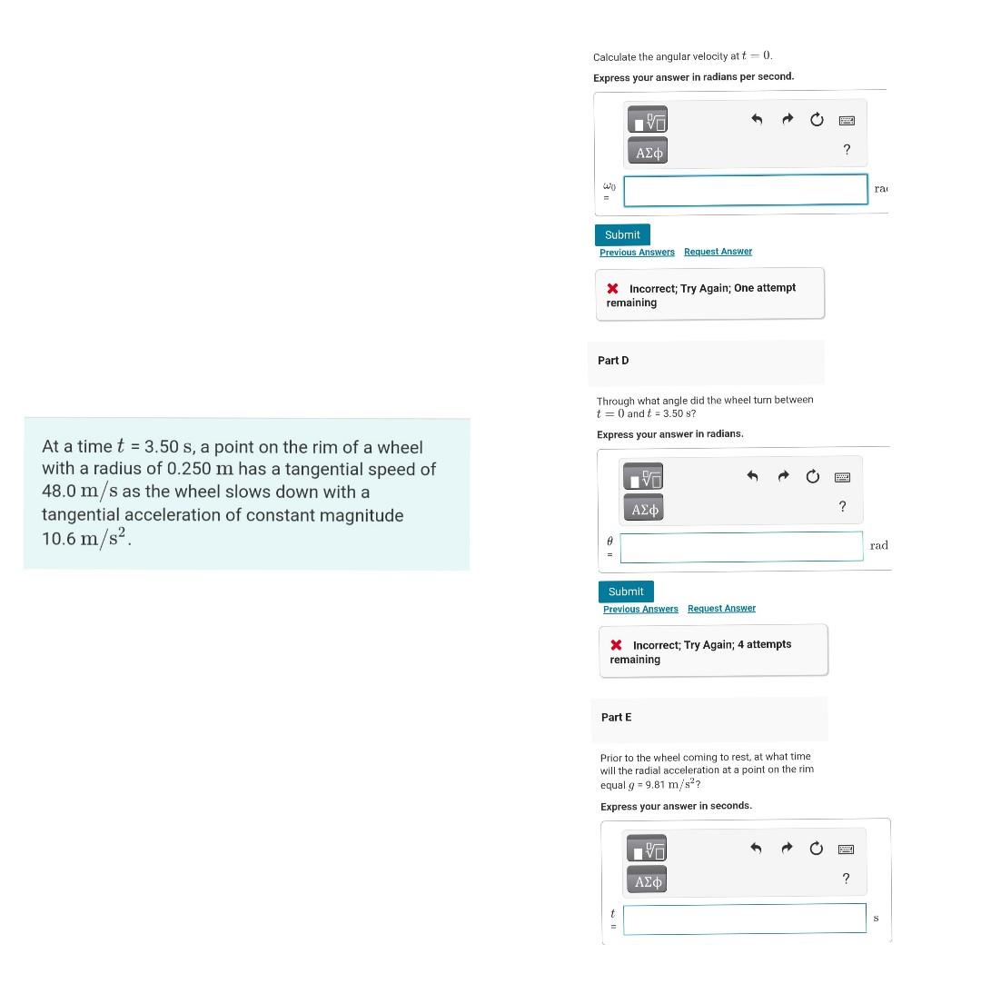 Solved Calculate the angular velocity at t=0.Express your | Chegg.com