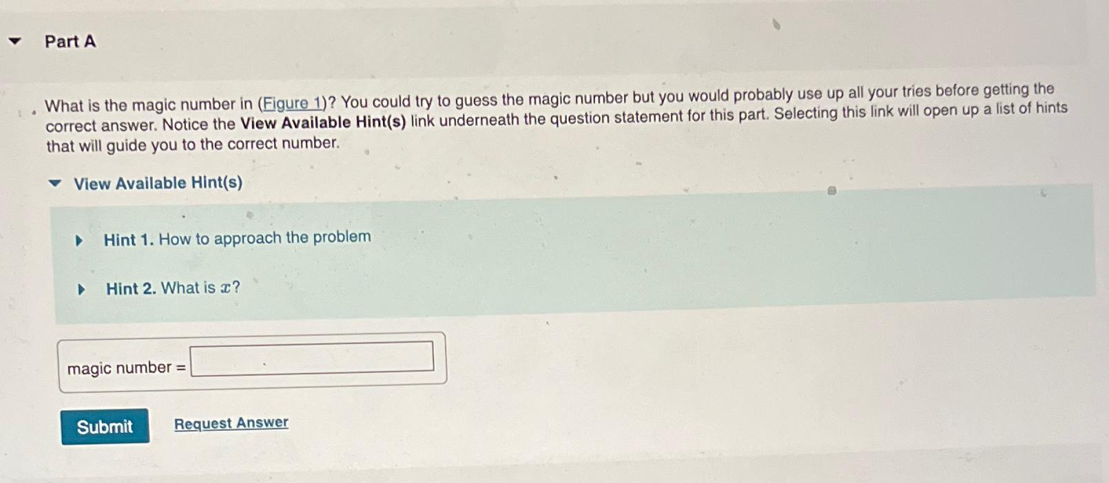 Solved Part AWhat is the magic number in (Figure 1)? ﻿You | Chegg.com