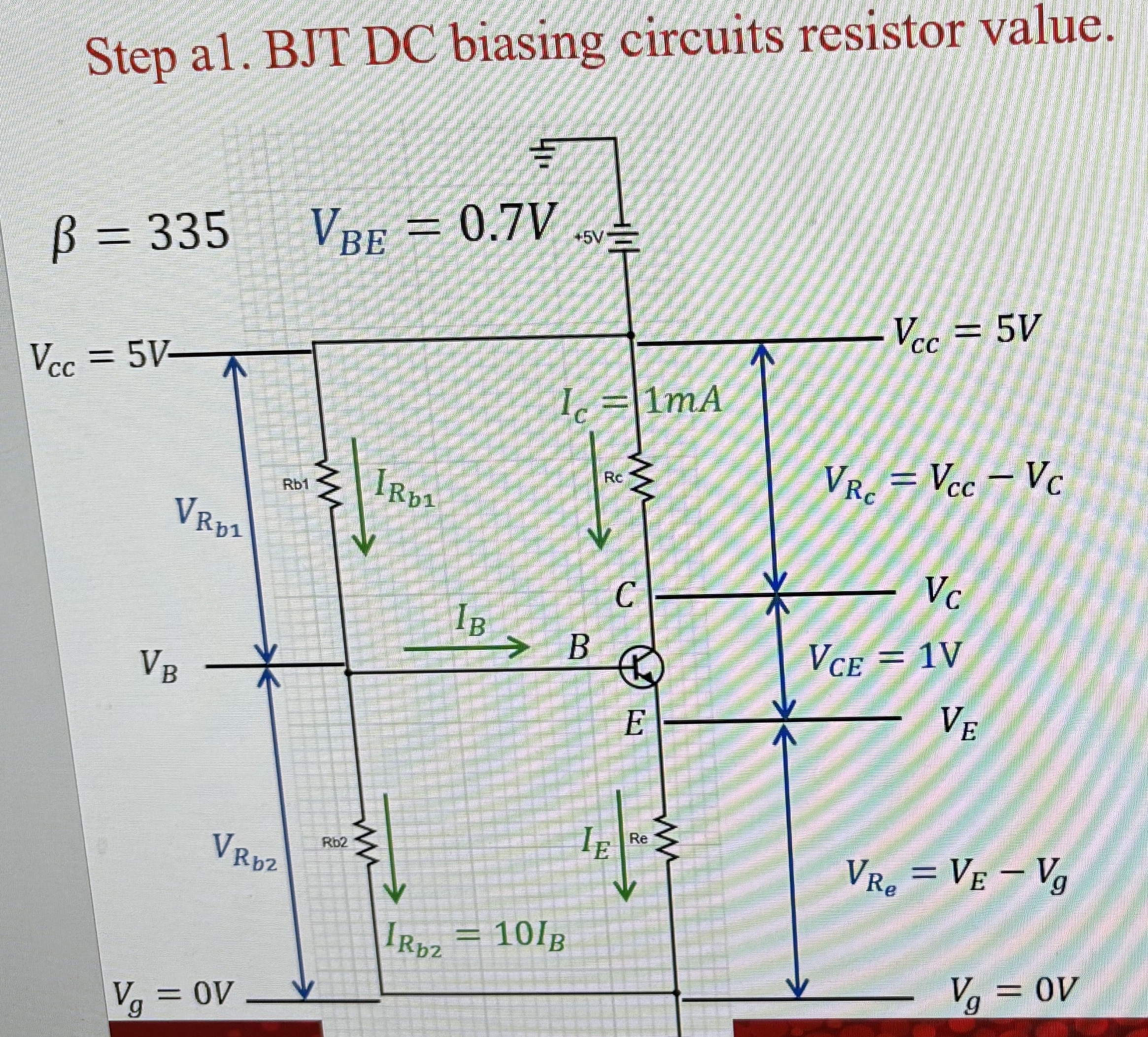 Solved Q1.1: What are the values of Rc, ﻿Re. ﻿Rb1 ﻿and Rb2 | Chegg.com