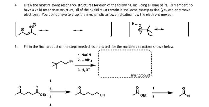 Solved 4. Draw the most relevant resonance structures for | Chegg.com