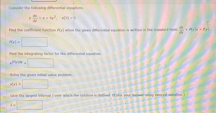 Solved Consider the following differential equations. | Chegg.com