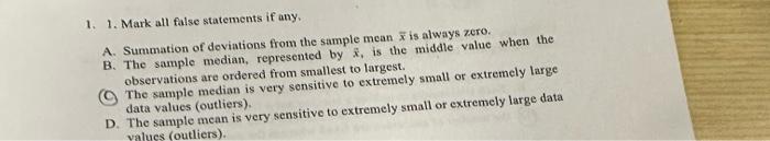 Solved 1. 1. Mark all false statements if any. A. Summation | Chegg.com