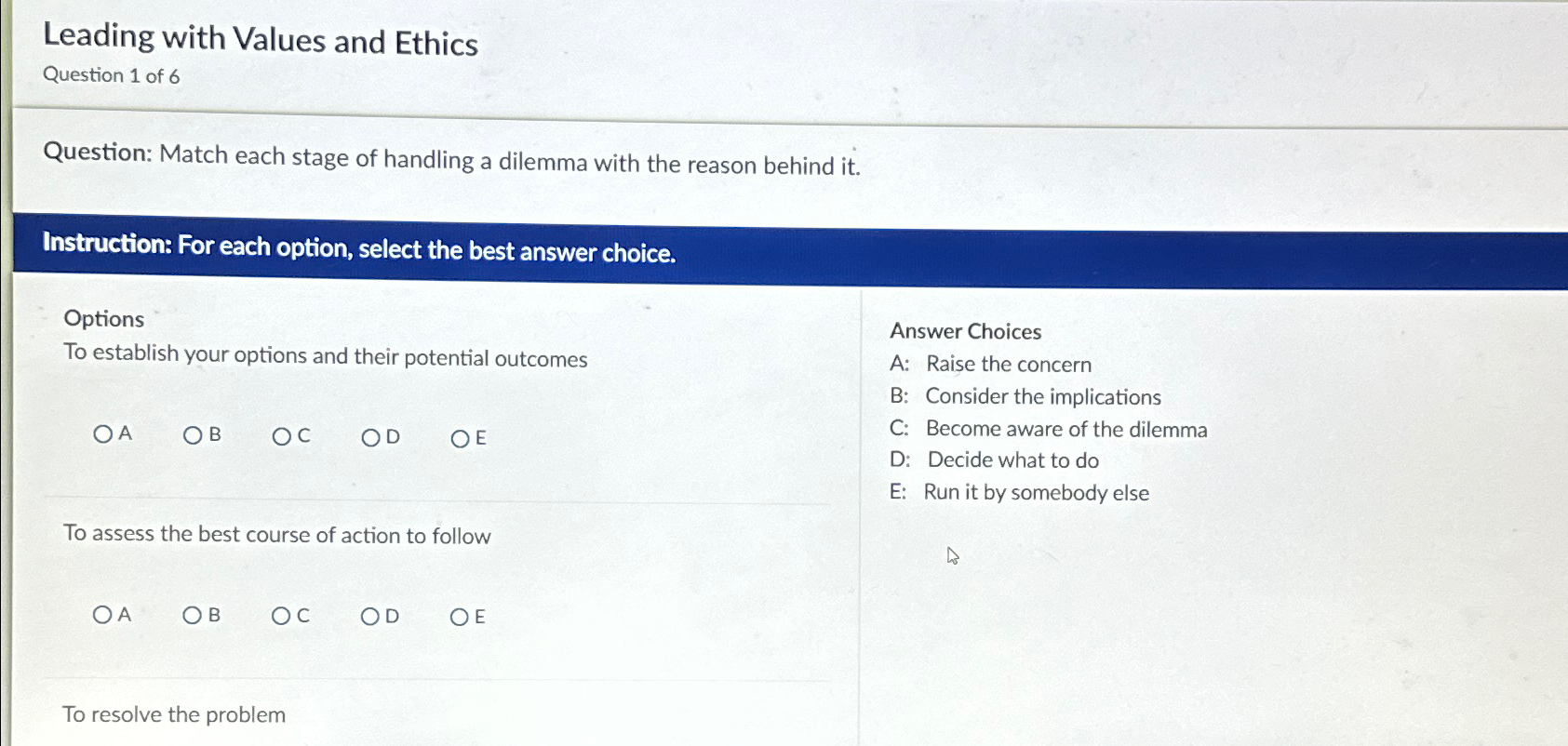 Solved Leading with Values and EthicsQuestion 1 ﻿of | Chegg.com