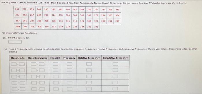 Solved For this problem, use five classes | Chegg.com
