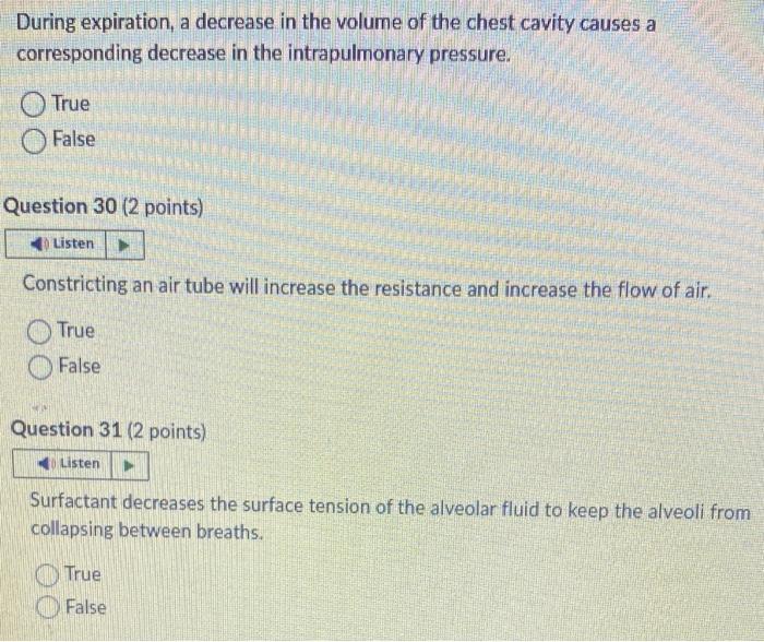 Solved During expiration, a decrease in the volume of the | Chegg.com