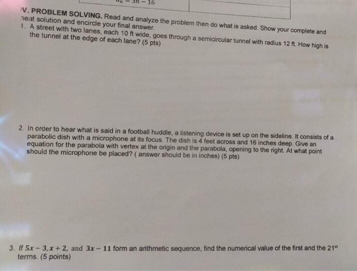 Solved 16 IV. PROBLEM SOLVING. Read and analyze the problem | Chegg.com