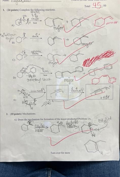 Solved 1. (24 points) Complete the following reactions. | Chegg.com