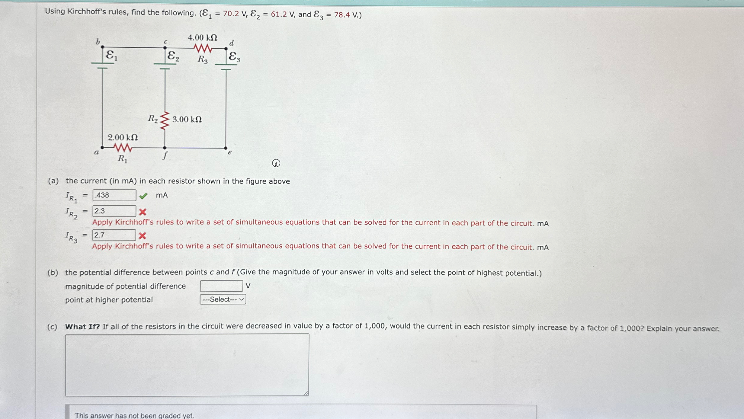 Solved Using Kirchhoff's rules, find the following. | Chegg.com