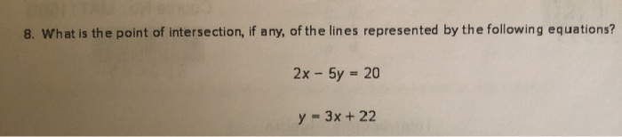 Solved 8. What is the point of intersection, if any, of the | Chegg.com