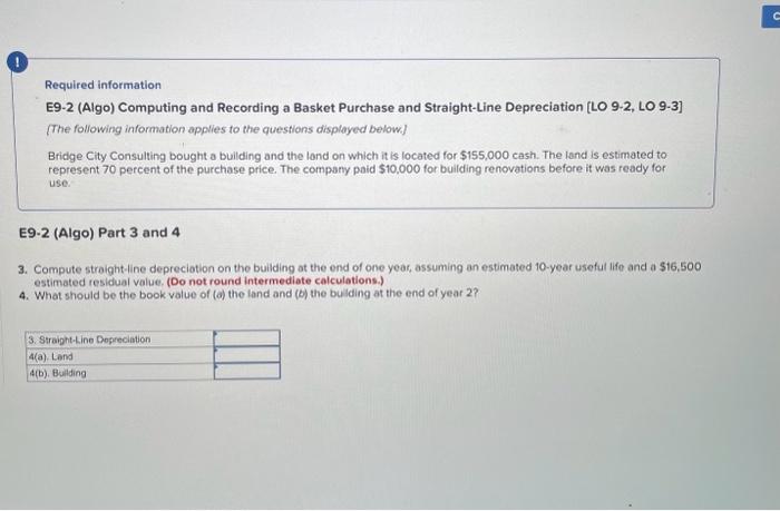 Required information E9-2 (Algo) Computing and | Chegg.com