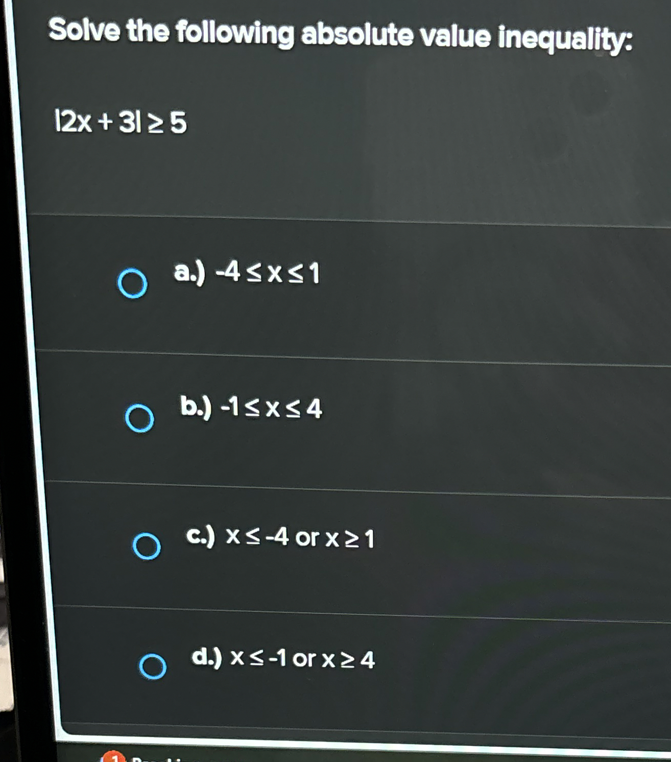 Solved Solve the following absolute value | Chegg.com