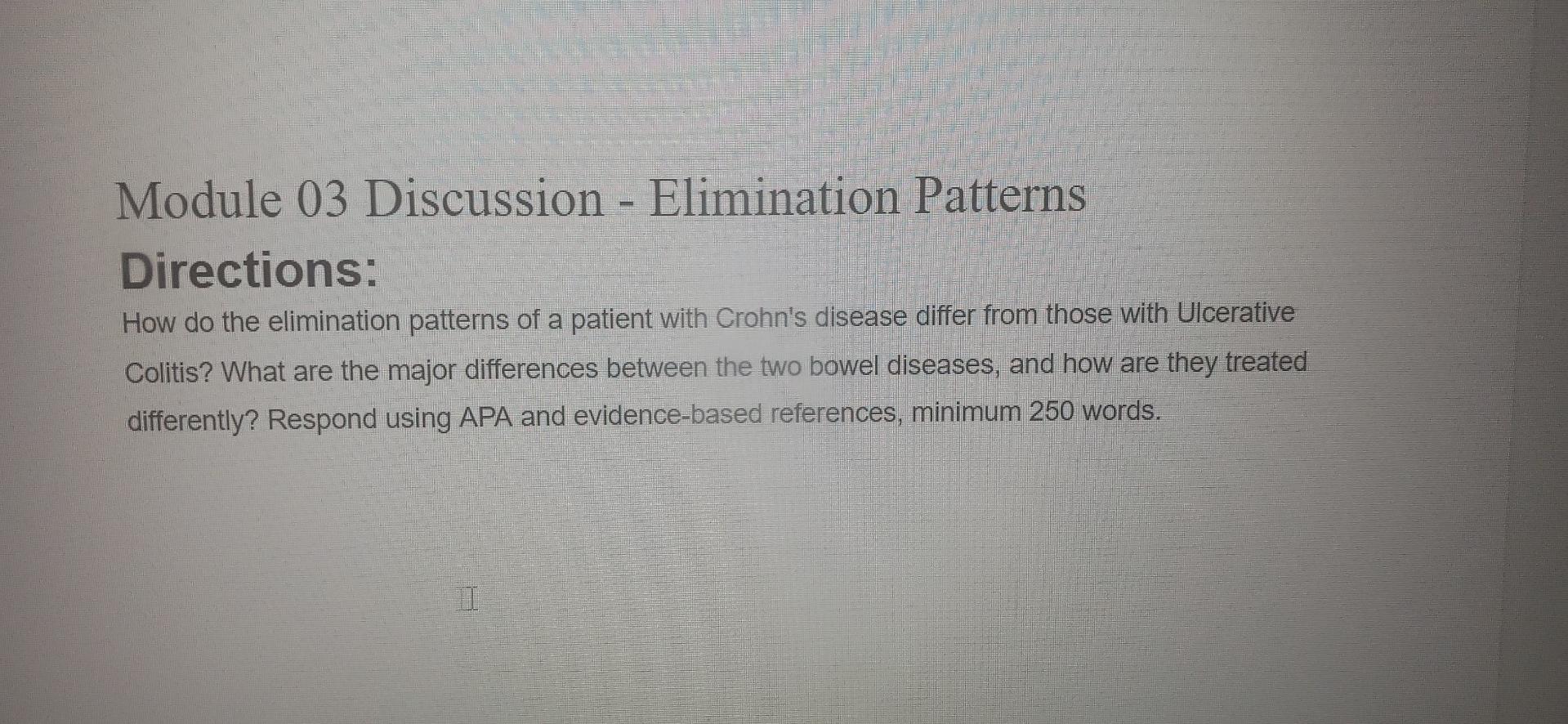 Solved Module 03 Discussion - Elimination Patterns | Chegg.com