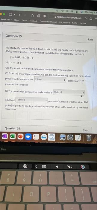 Solved a Roos 0 heidelberg instructure.com Question 15 3 pts | Chegg.com