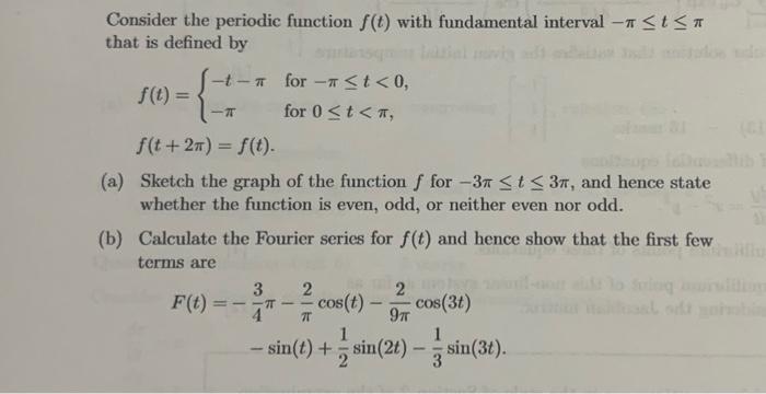 Solved Consider the periodic function f(t) with fundamental | Chegg.com