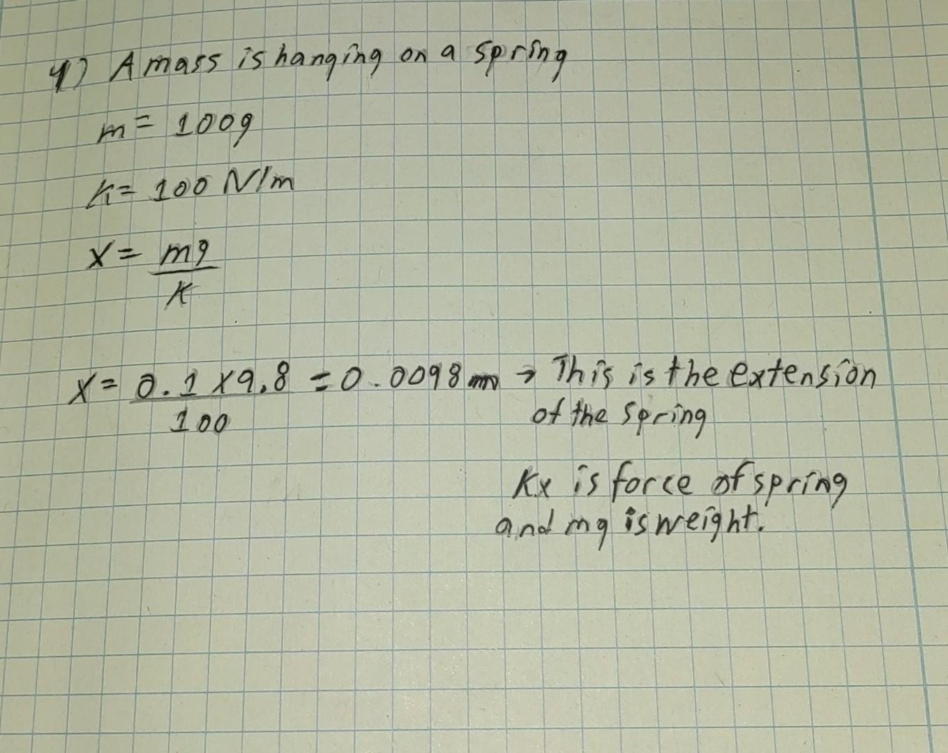 For the mass - spring combination in problem \#4, | Chegg.com
