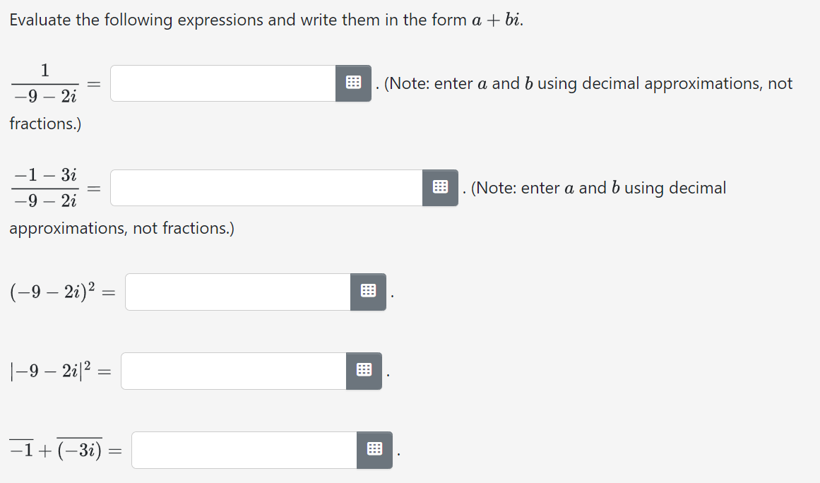 Solved Evaluate the following expressions and write them in | Chegg.com