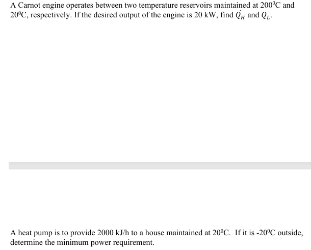 Solved A Carnot engine operates between two temperature | Chegg.com