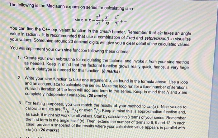 Solved The following is the Maclaurin expansion series for | Chegg.com