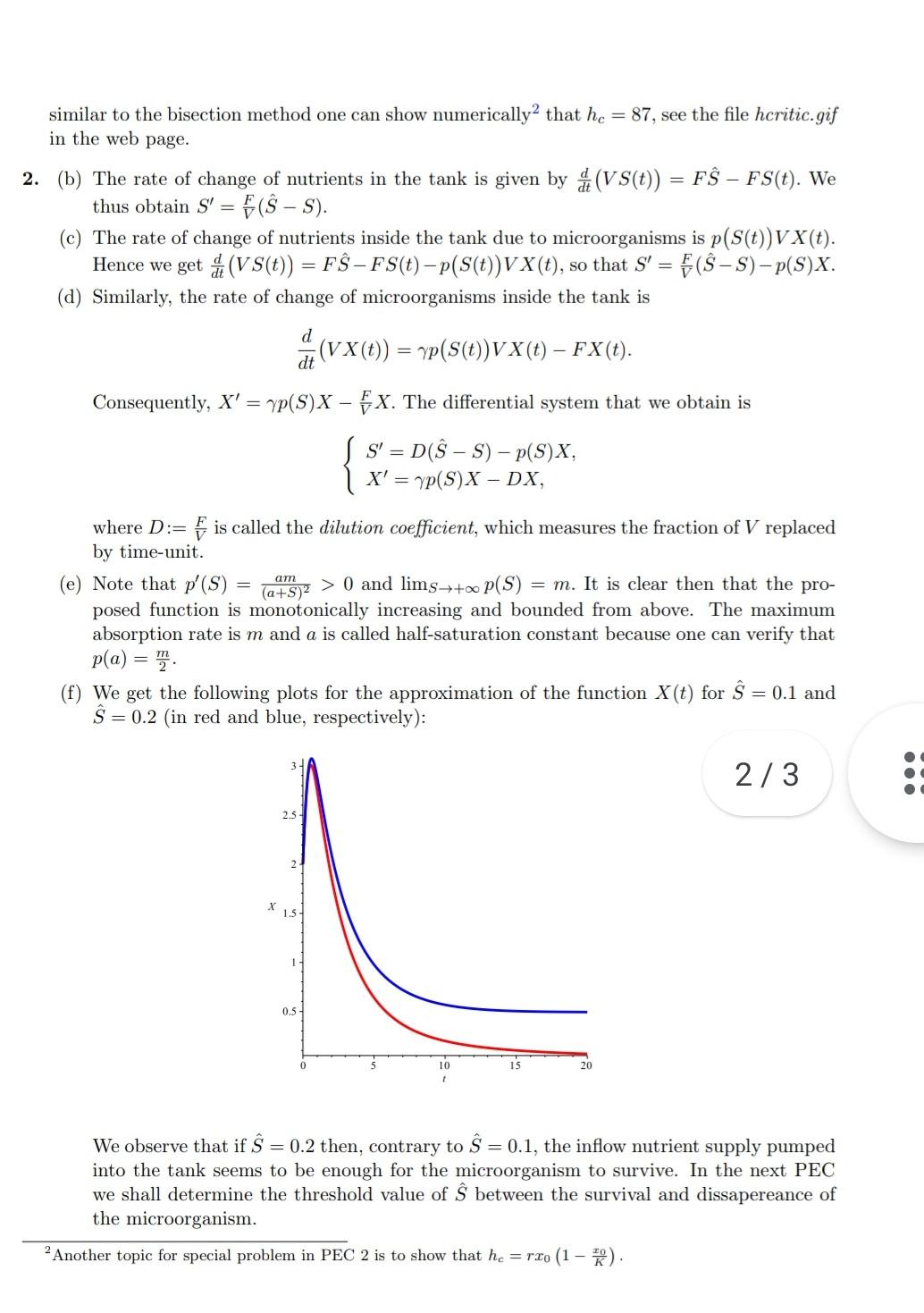 Solved ds dt 2. Let us consider the chemostat model | Chegg.com