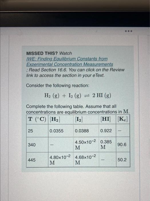 MISSED THIS? Watch IWE: Finding Equilibrium Constants | Chegg.com