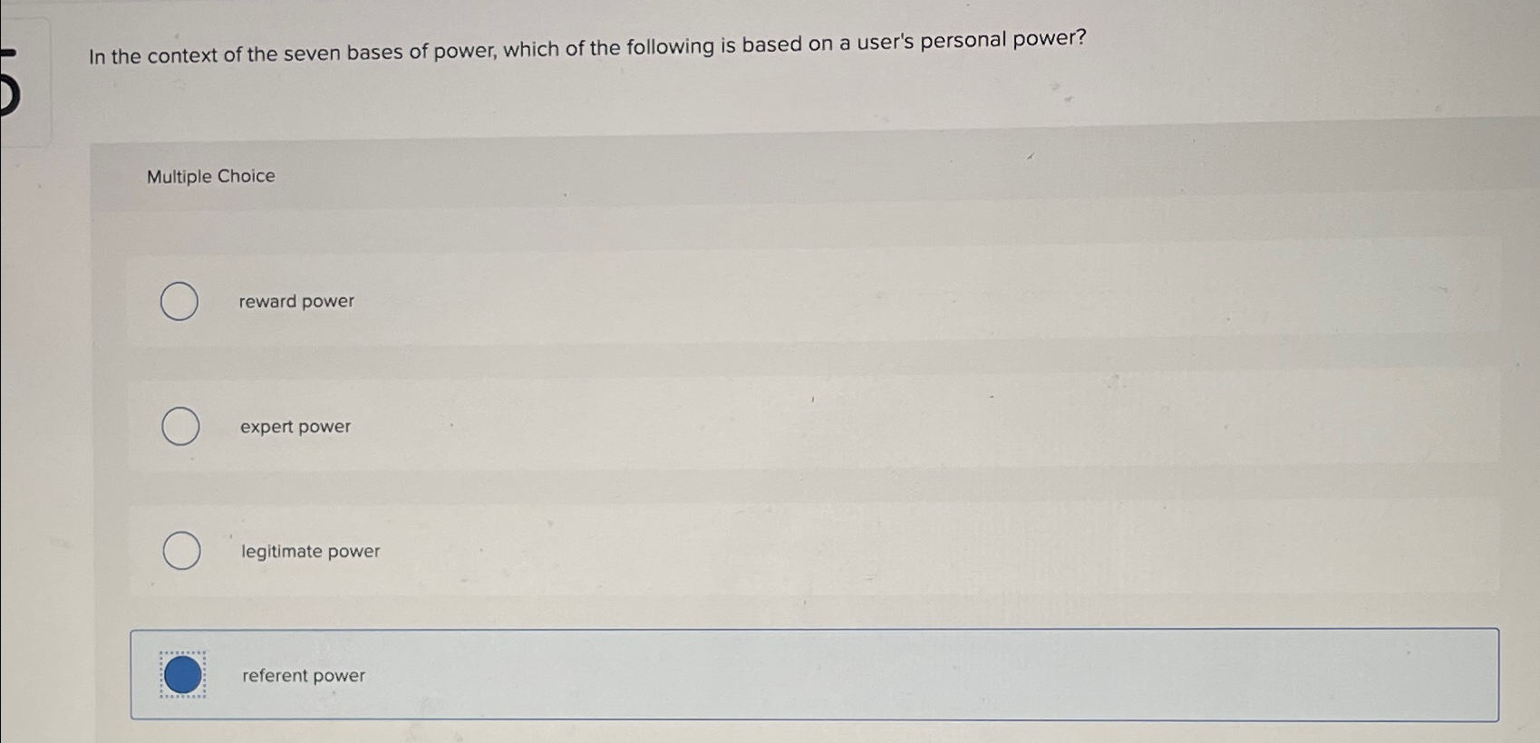 Solved In the context of the seven bases of power, which of | Chegg.com