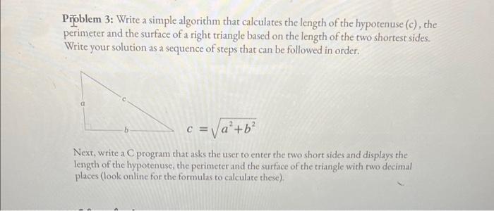 Solved Probblem 3: Write a simple algorithm that calculates | Chegg.com