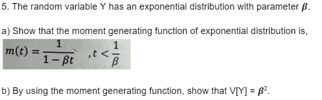 Solved The random variable Y ﻿has an ﻿exponential | Chegg.com