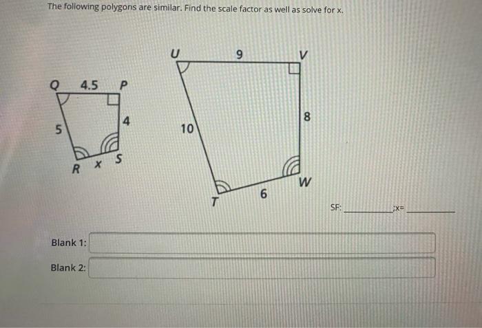 Solved The following polygons are similar. Find the scale | Chegg.com