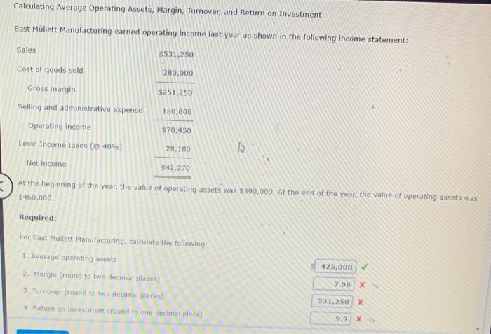 Solved Calculating Average Operating Assets, Margin, | Chegg.com