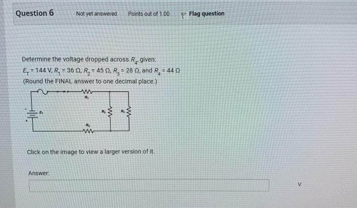 Solved Determine the voltage dropped across R4 given: ET=144 | Chegg.com