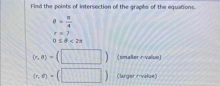 Solved Find the points of intersection of the graphs of the | Chegg.com