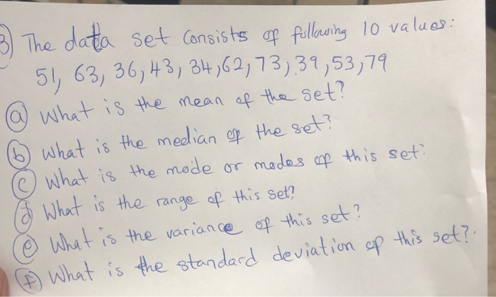 Solved 3 The Data Set Consists Of Following 10 Values 51