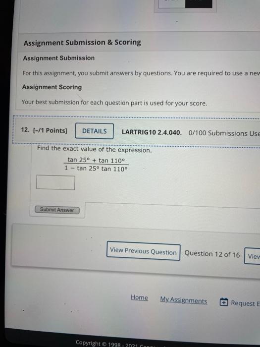 Solved Assignment Submission & Scoring Assignment Submission | Chegg.com