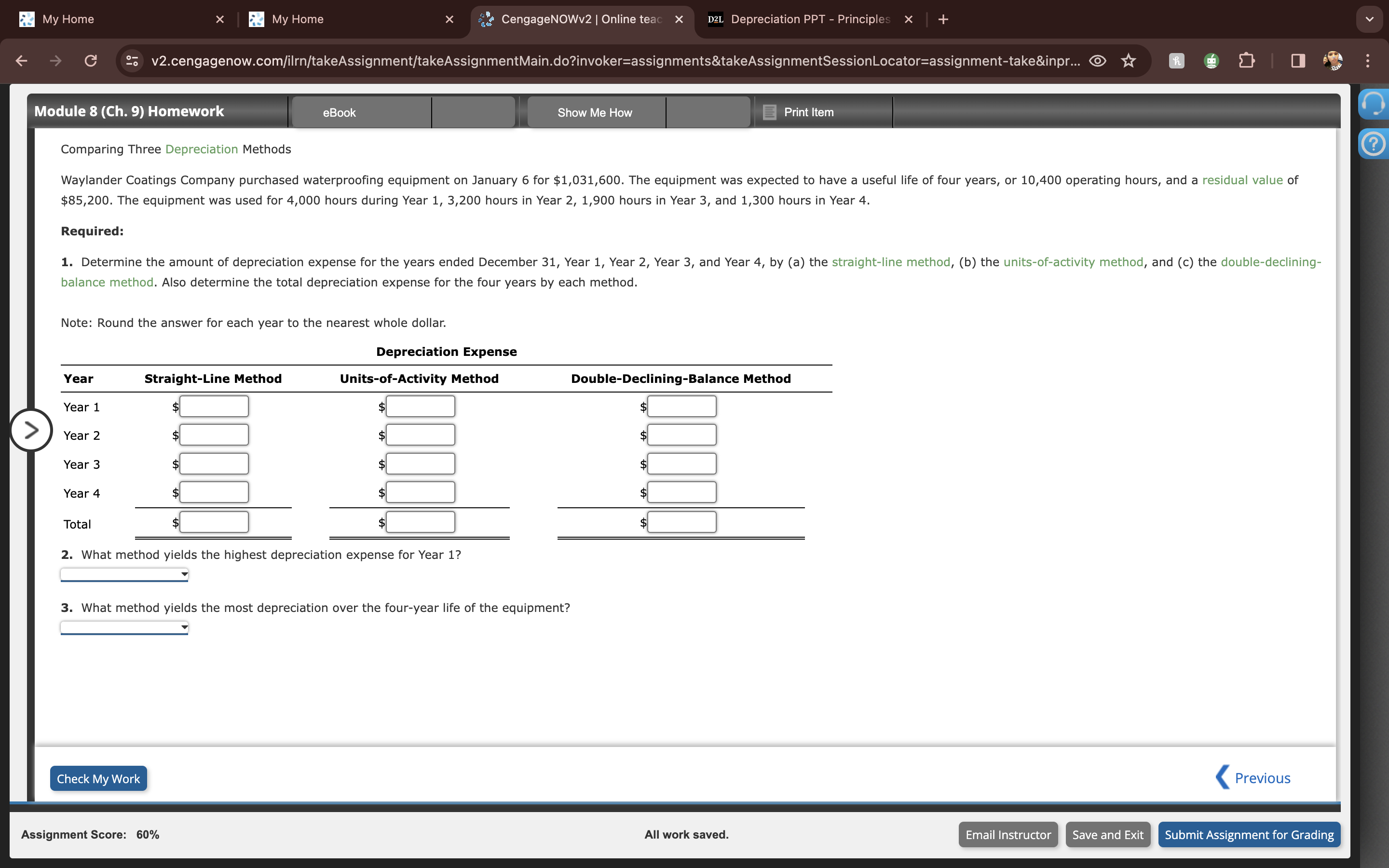 Solved Comparing Three Depreciation Methods$85,200. The | Chegg.com Solved Comparing Three Depreciation Methods$85,200. The | Chegg.com